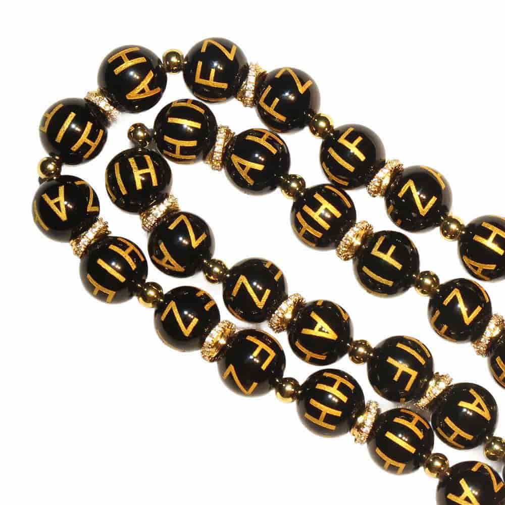 Double Custom Name Bead + Single CZ Letter Necklace - Hifzah | Name ...