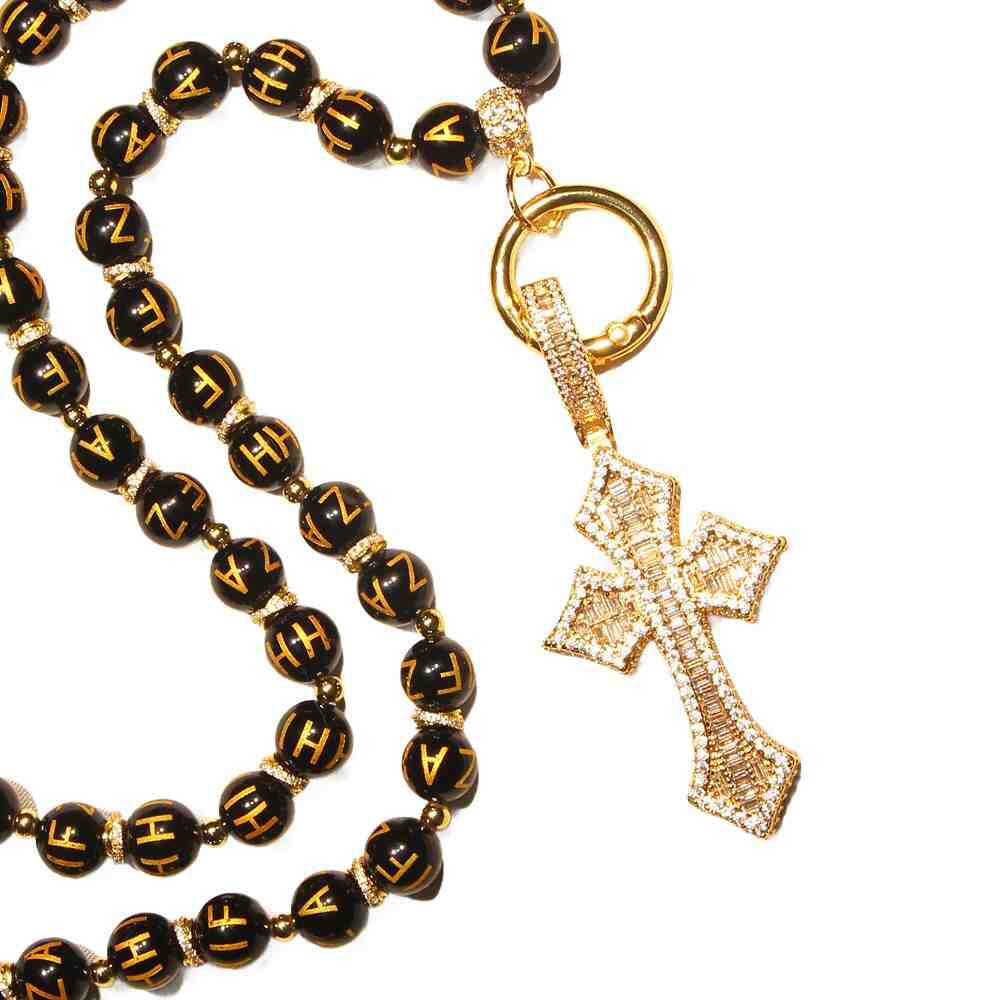 Classic Gold Cross Custom Prayer Bead Name Necklace for Men - Hifzah ...